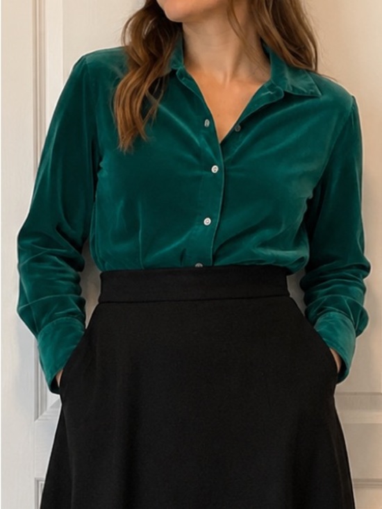 Vintage | Tops | Vintage Emerald Green Velvet Top Button Up Size 6 Pure ...